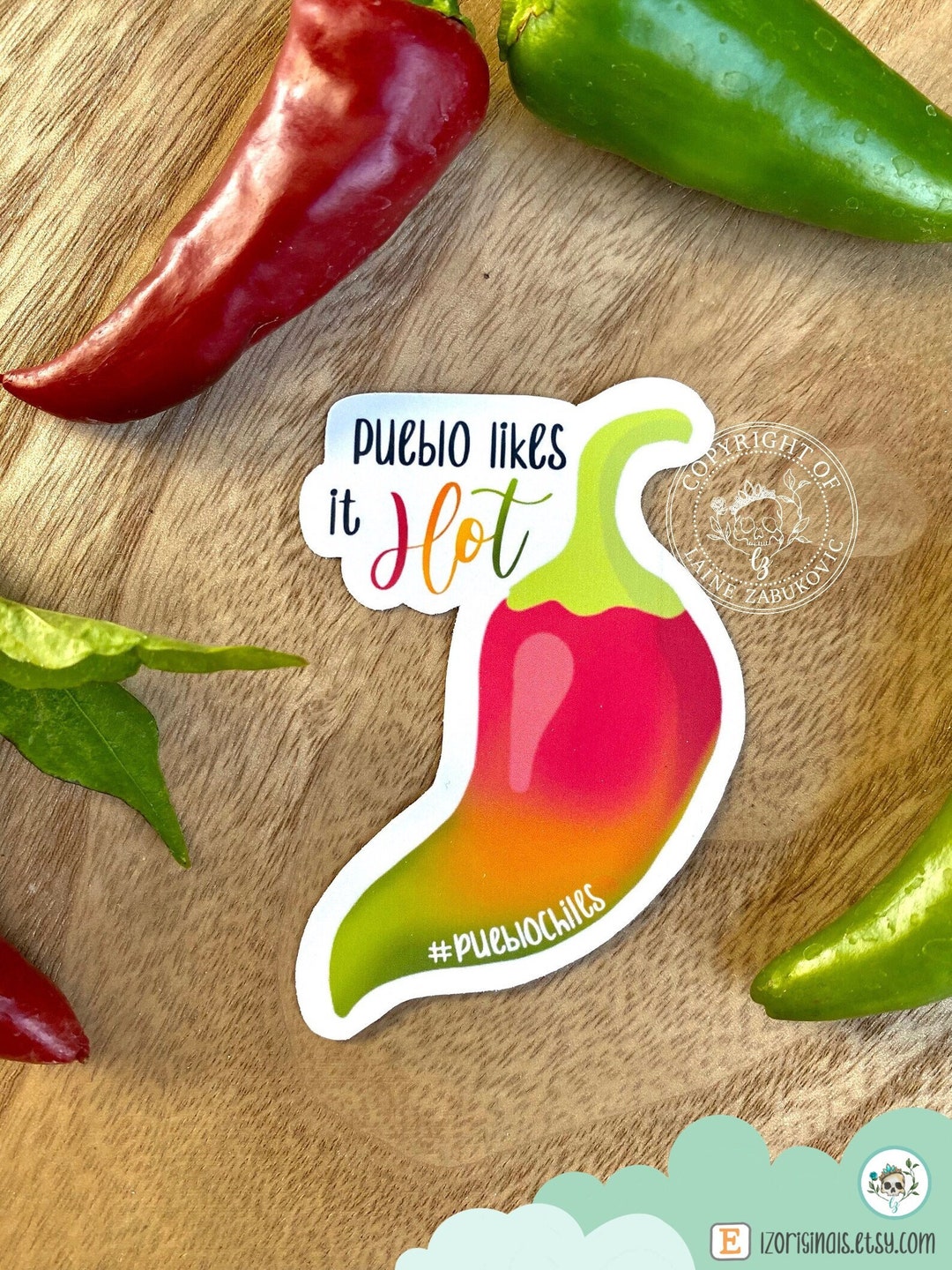 Pueblo Chile Vinyl Sticker, Red Chile Pepper Sticker, Vegetable Sticker ...