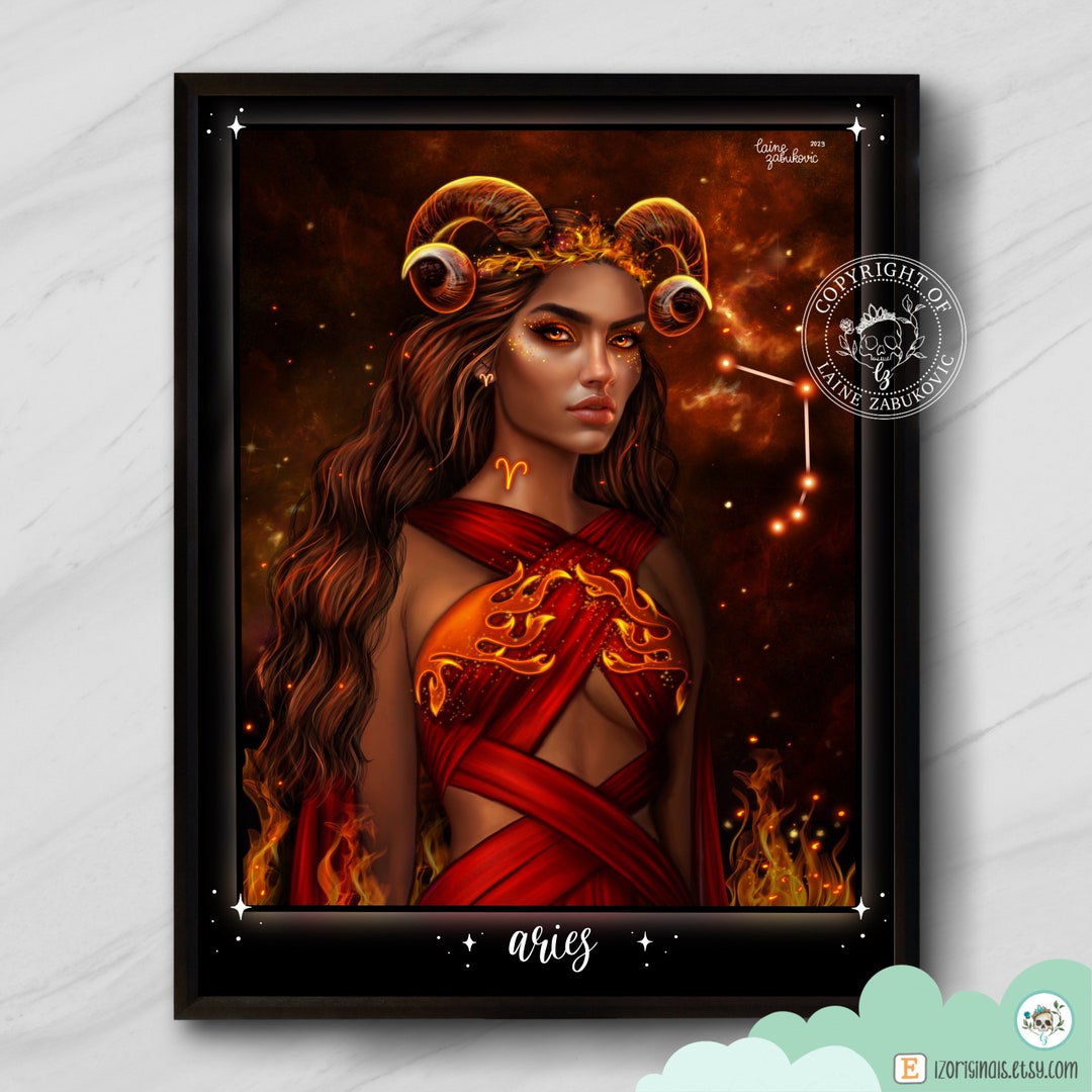 Aries Art Print — Portrait, Zodiac Collection, Zodiac Art Print ...
