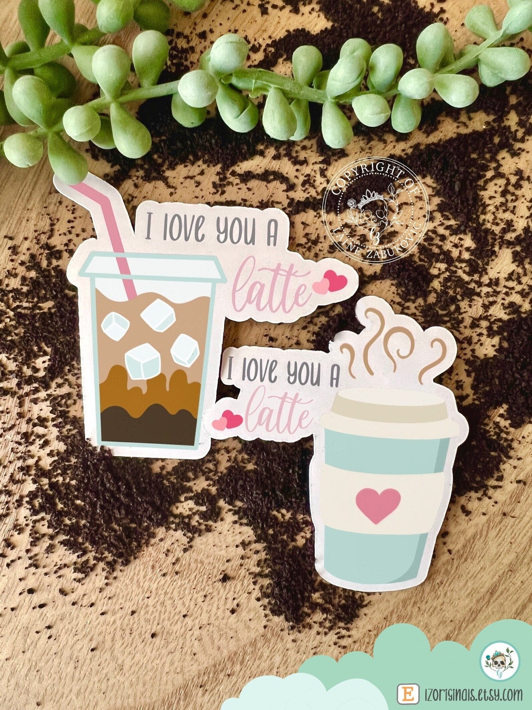 I Love You A Latte Vinyl Sticker, Kawaii Vinyl Sticker, Iced Coffee ...