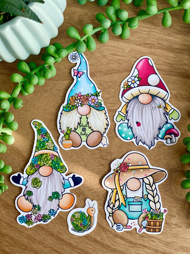 Garden Gnomes Vinyl Sticker Pack Gnome Sticker Kawaii Vinyl - Etsy
