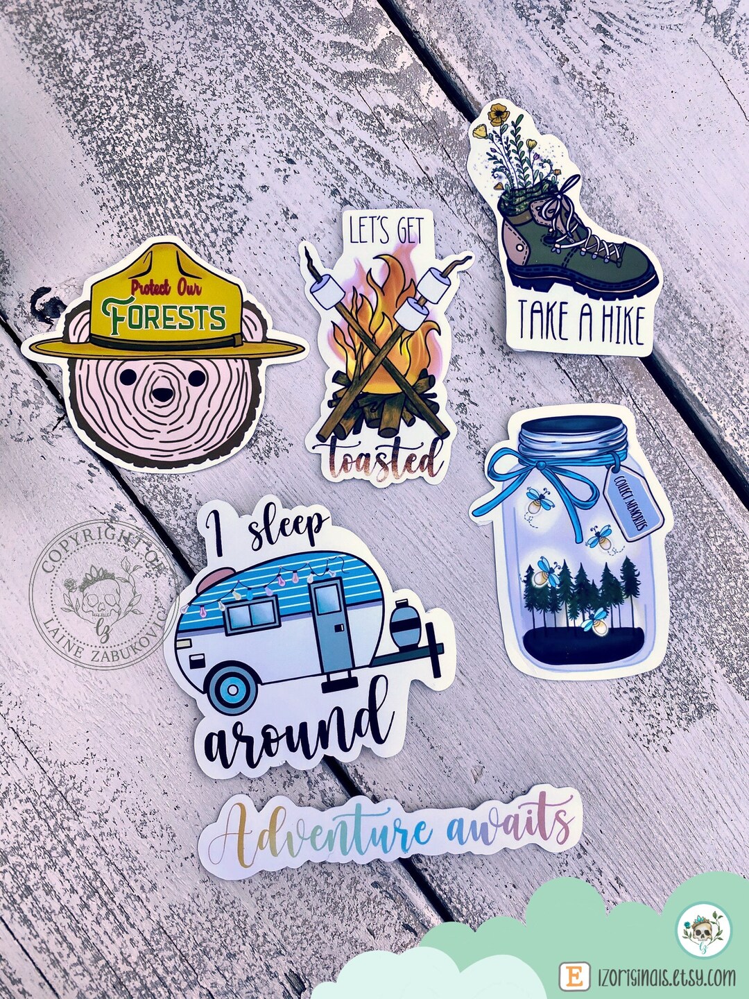 Adventure Sticker Pack, Travel Stickers, Camping Stickers, Hiking ...