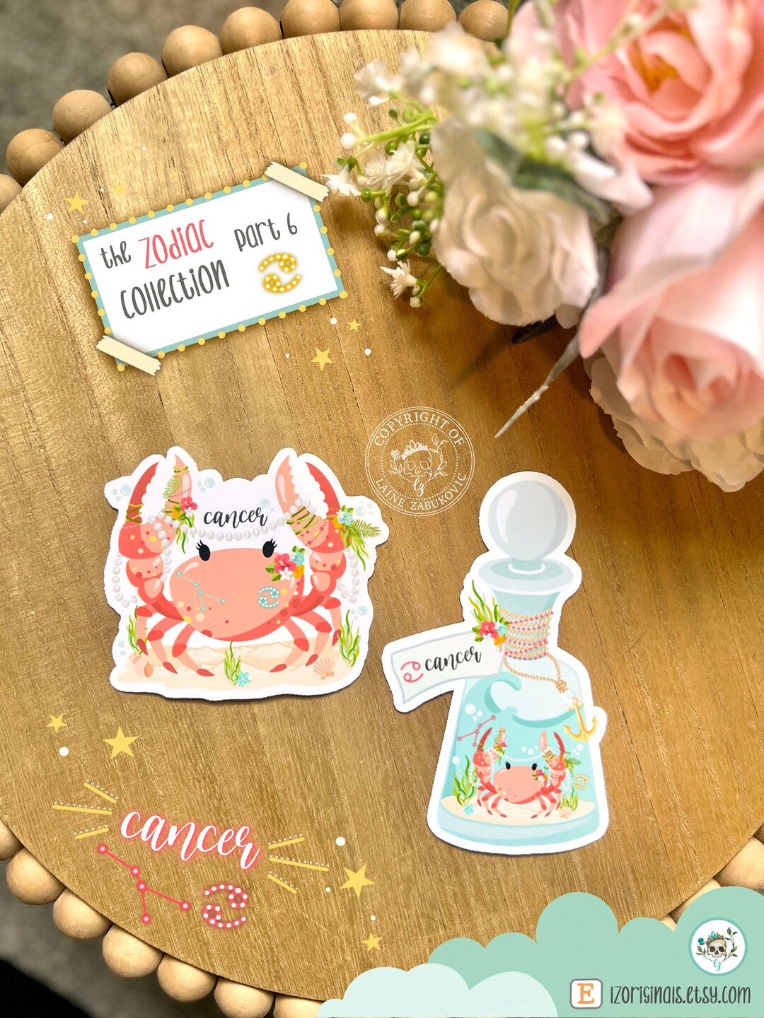 Cancer Zodiac Sign Sticker, Cancer Vinyl Sticker, Zodiac Symbol ...