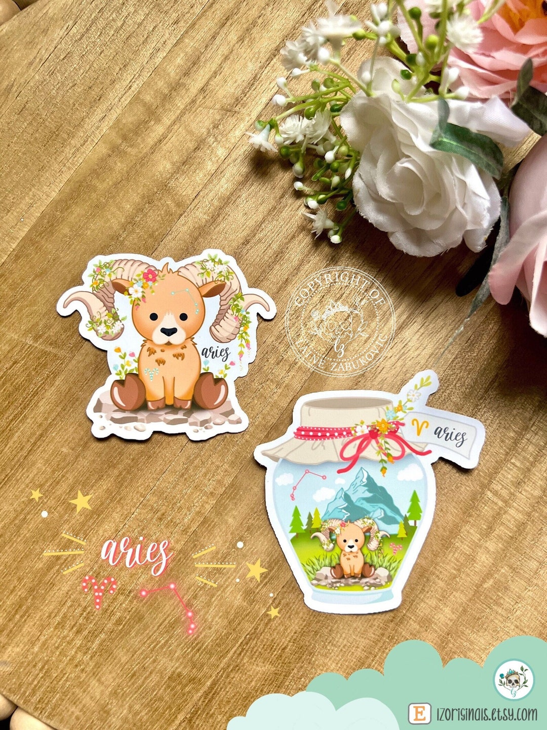 Aries Zodiac Sign Sticker, Aries Vinyl Sticker, Zodiac Symbol Astrology ...