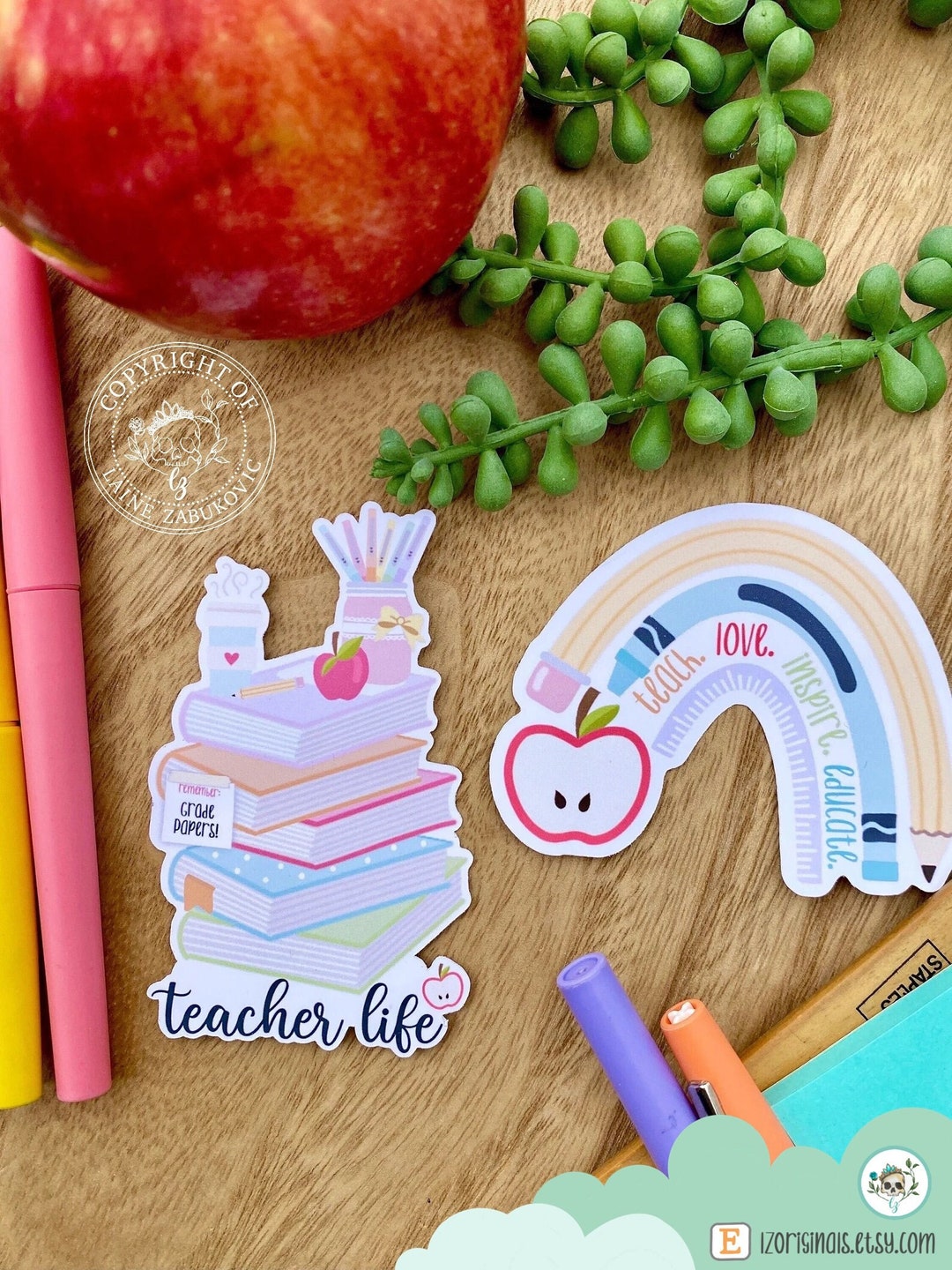 Teacher Appreciation Vinyl Sticker Pack, Teacher Rainbow Sticker ...