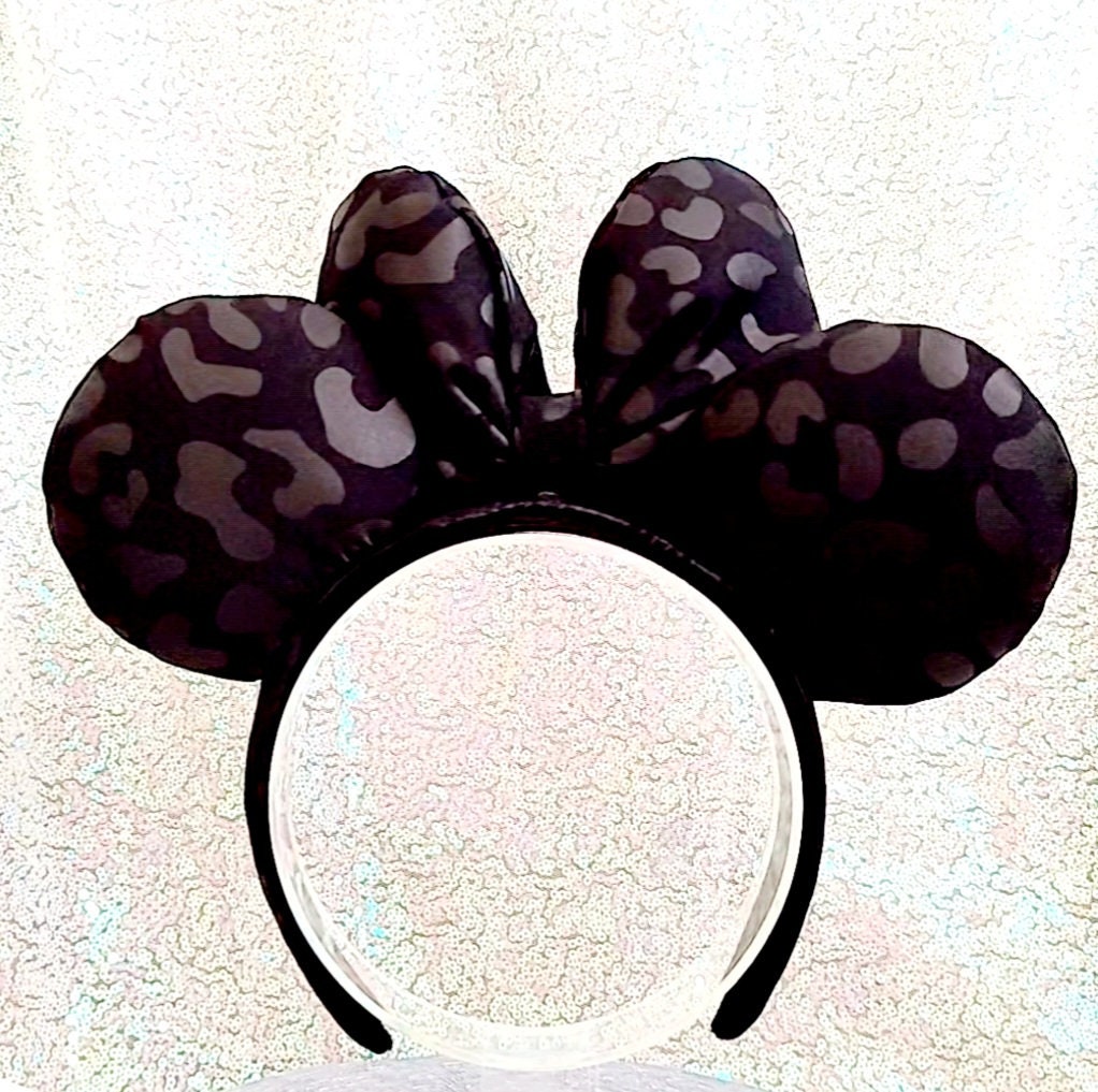 Black on Black ANIMAL Print MOUSE EARS - Halloween Mouse Ears - Black ...