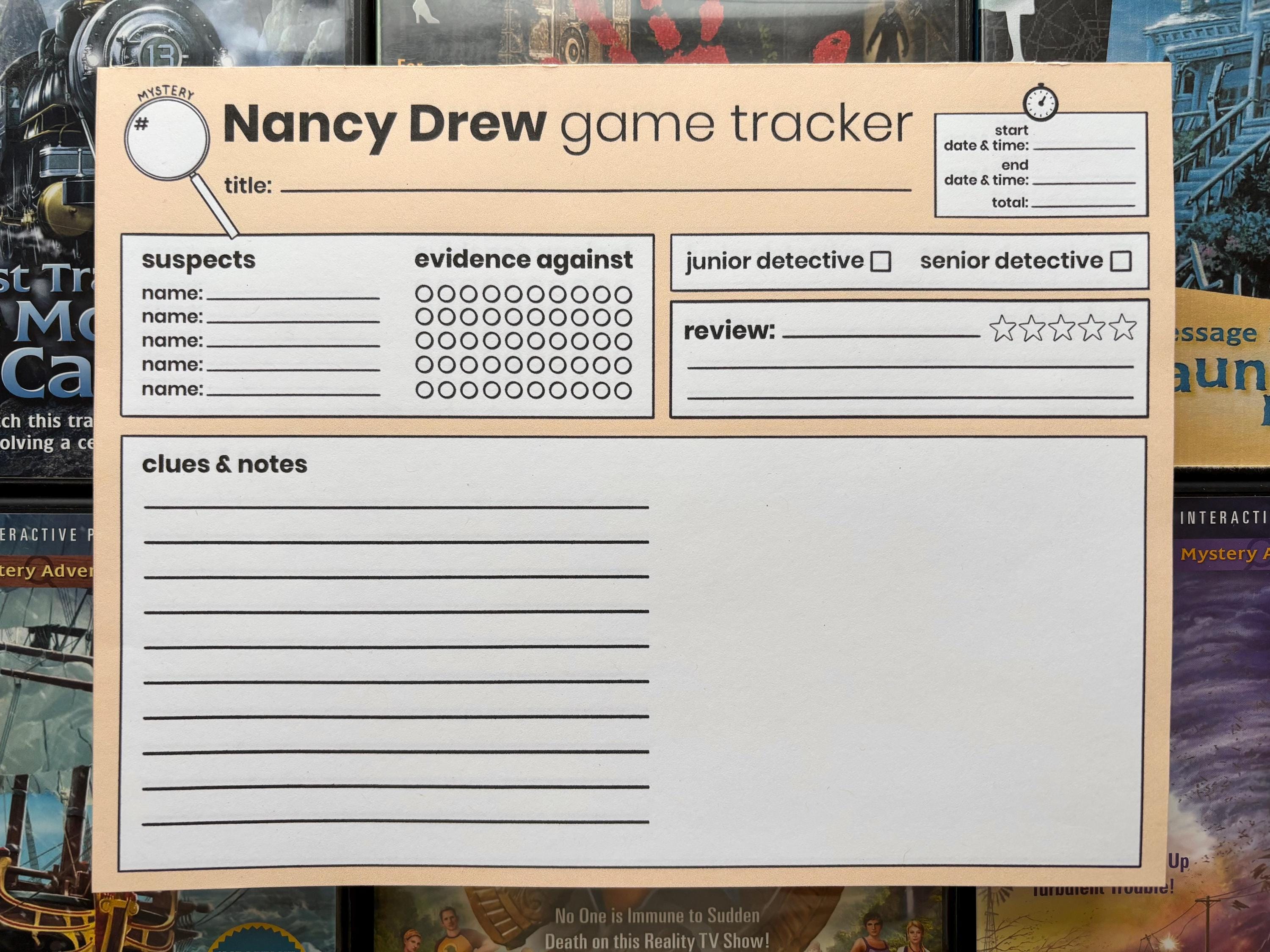 Nancy Drew Game Tracker Notepad – 50 Tear-off Pages for Case Notes ...