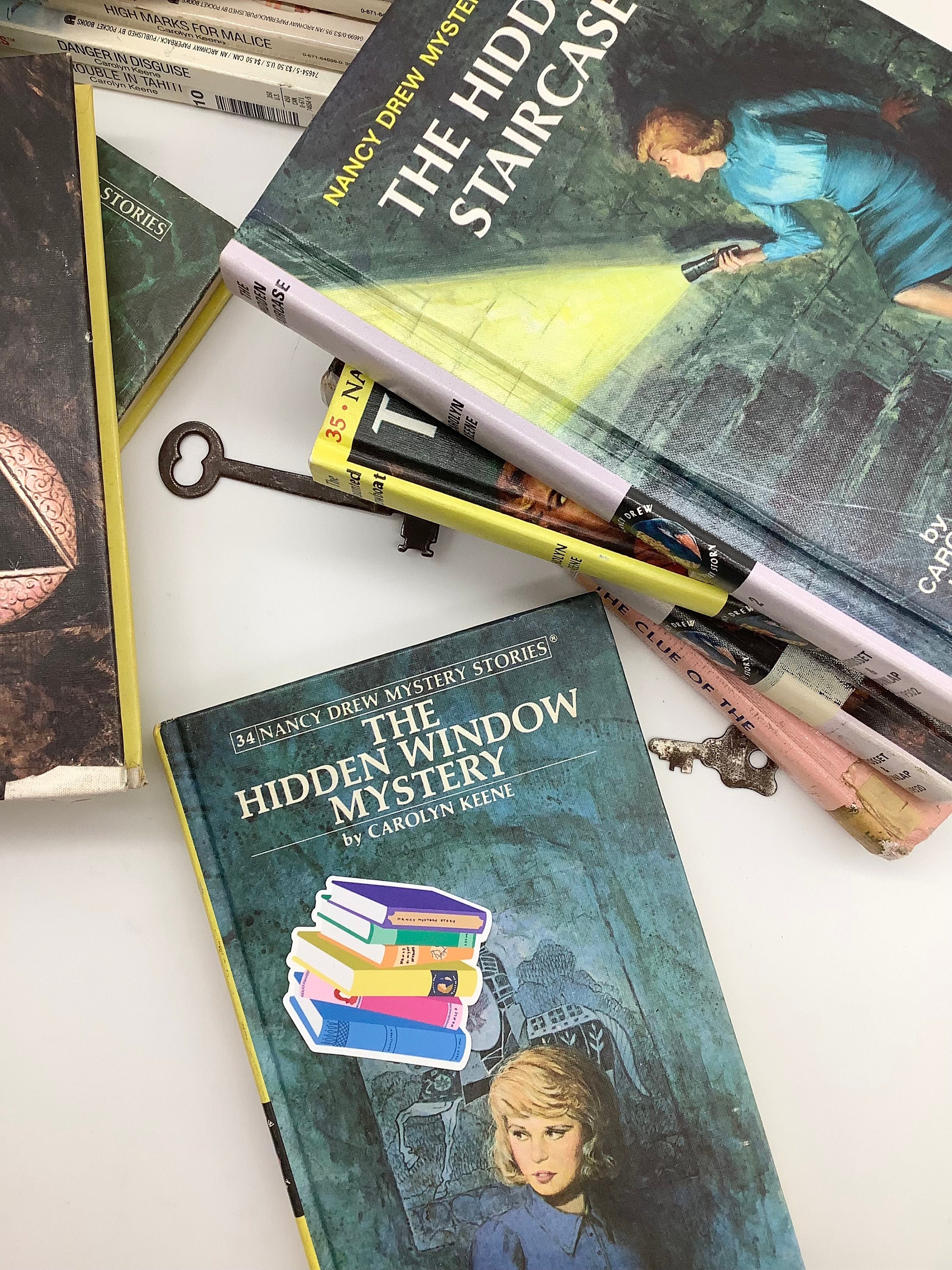 Stack of Girl Detective Mystery Stories Books Die-cut Sticker - Etsy