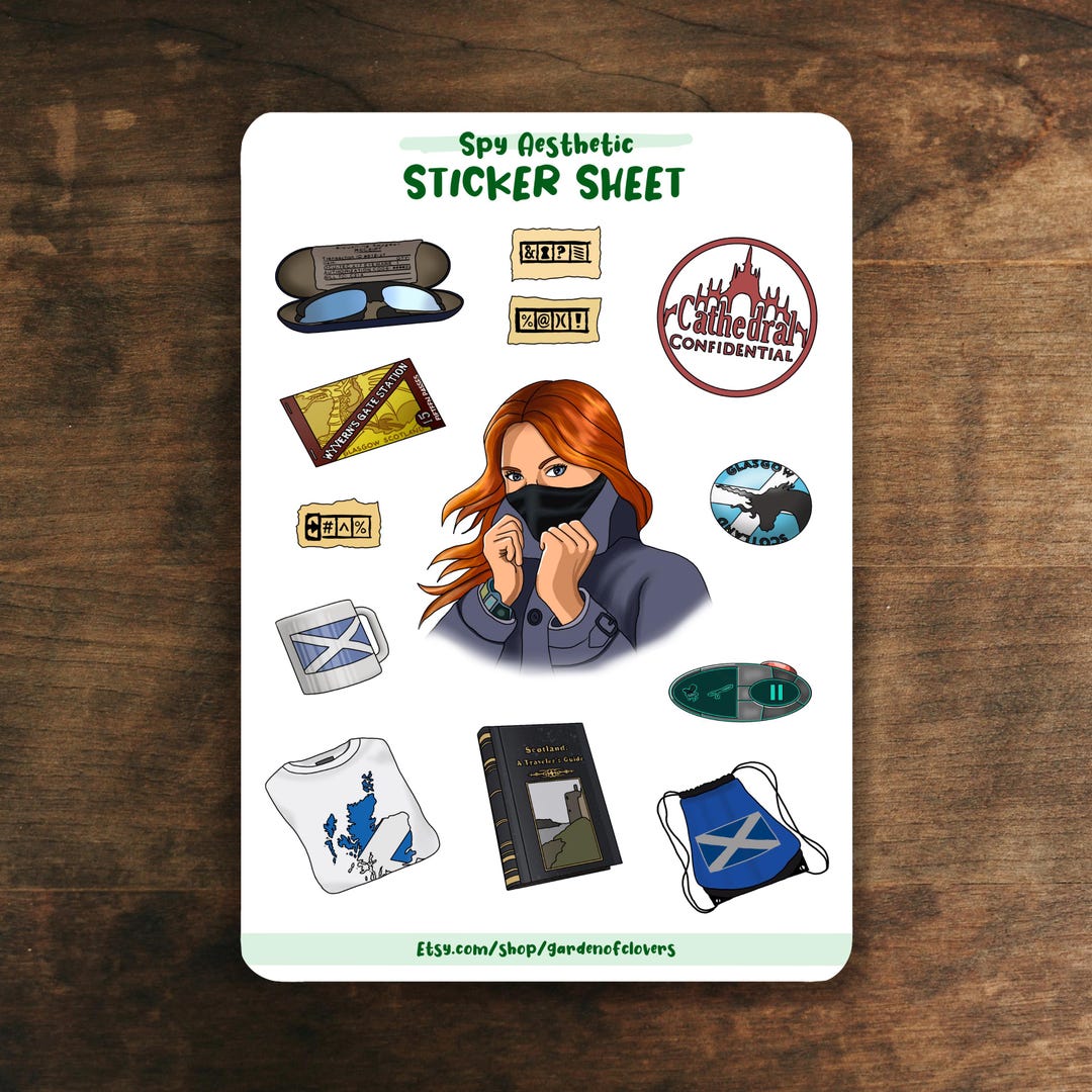 Mystery Solving Girl Detective Spy Aesthetic Scotland Sticker Sheet for ...