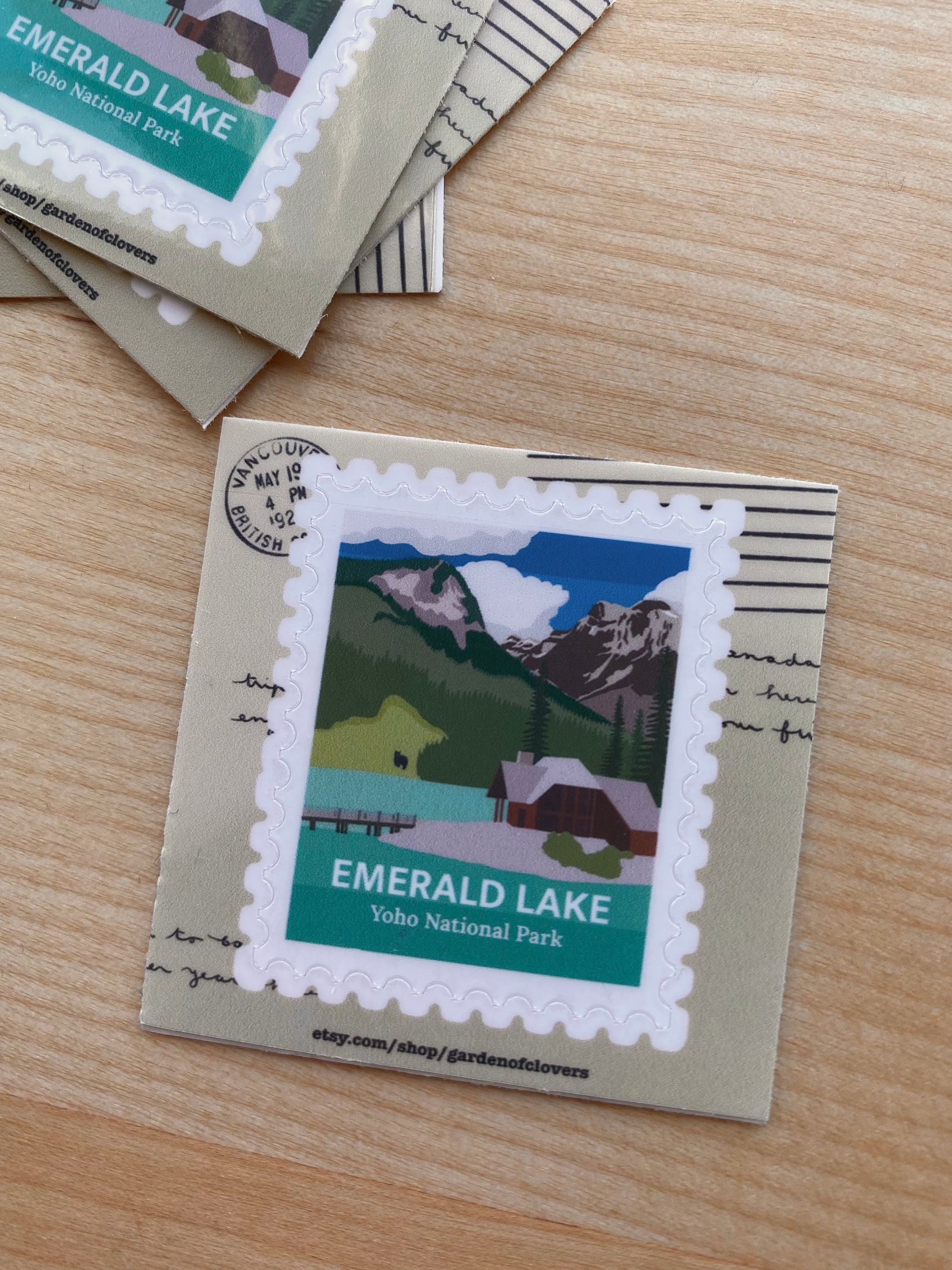 Emerald Lake Yoho Canadian National Park Vinyl Glossy Die-cut Stamp ...
