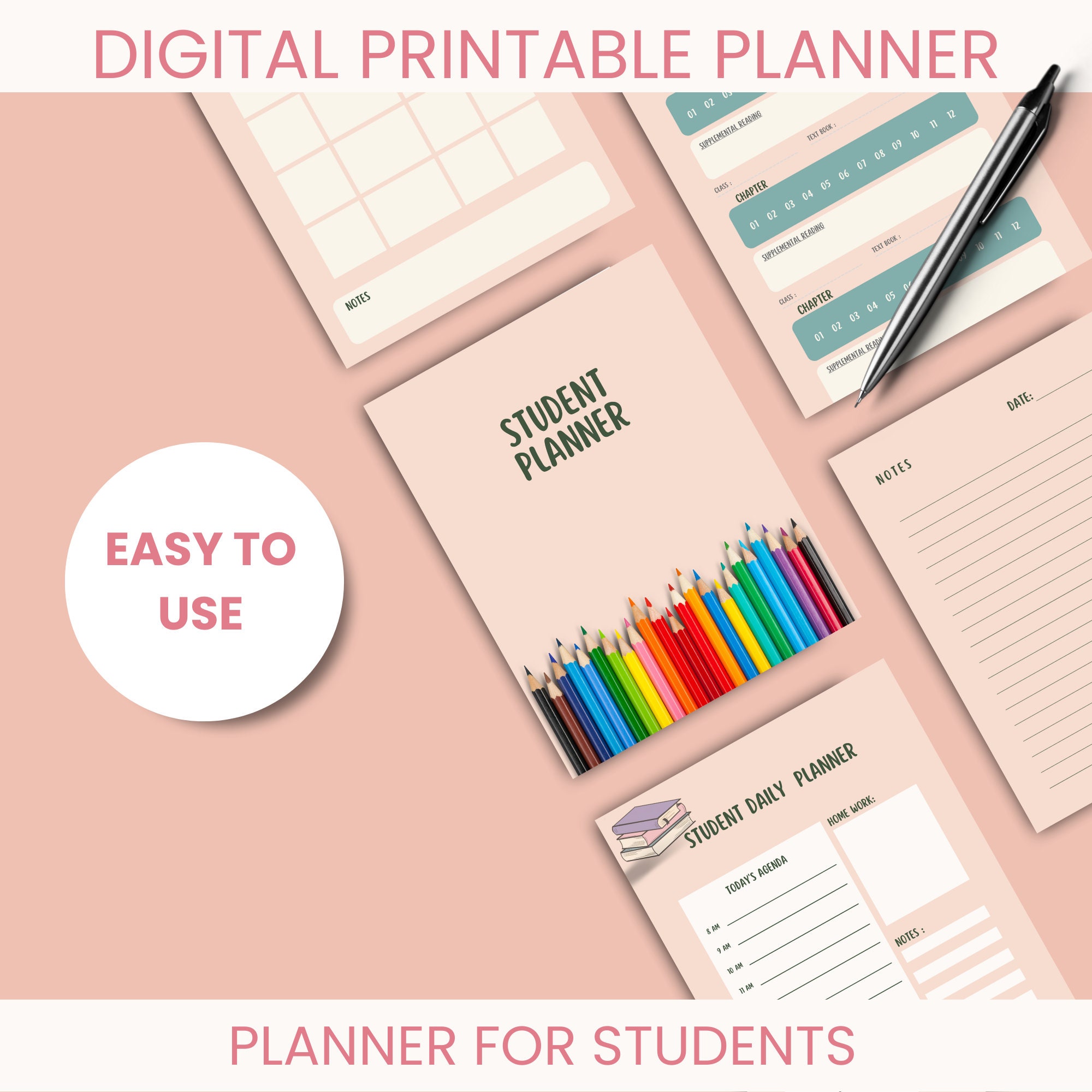 Student Planner Printable, Yearly Student Planner, Weekly Student ...