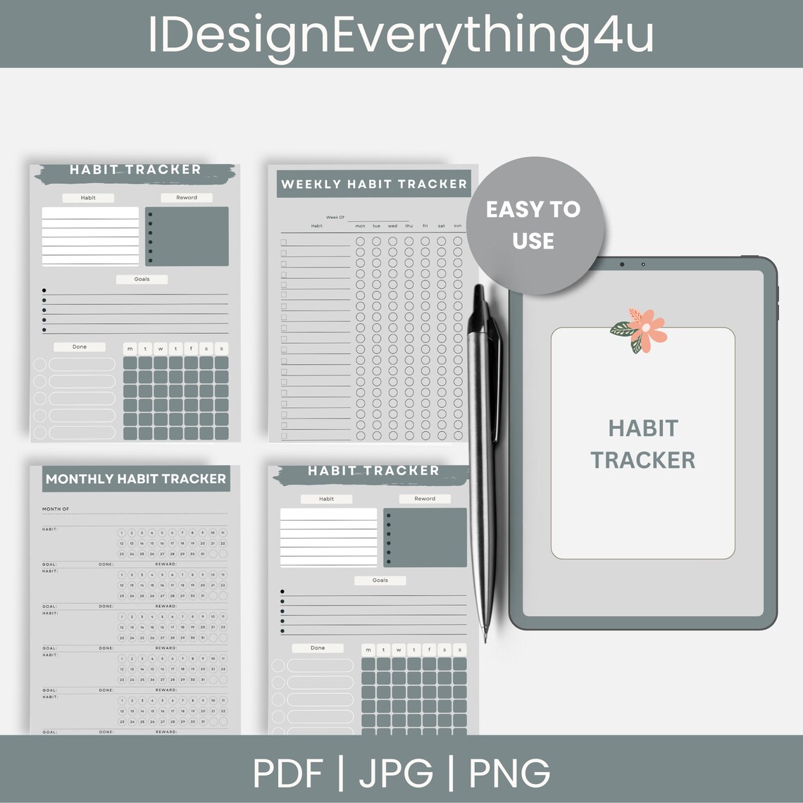 Monthly Habit Tracker Printable Landscape Habit Tracker - Etsy