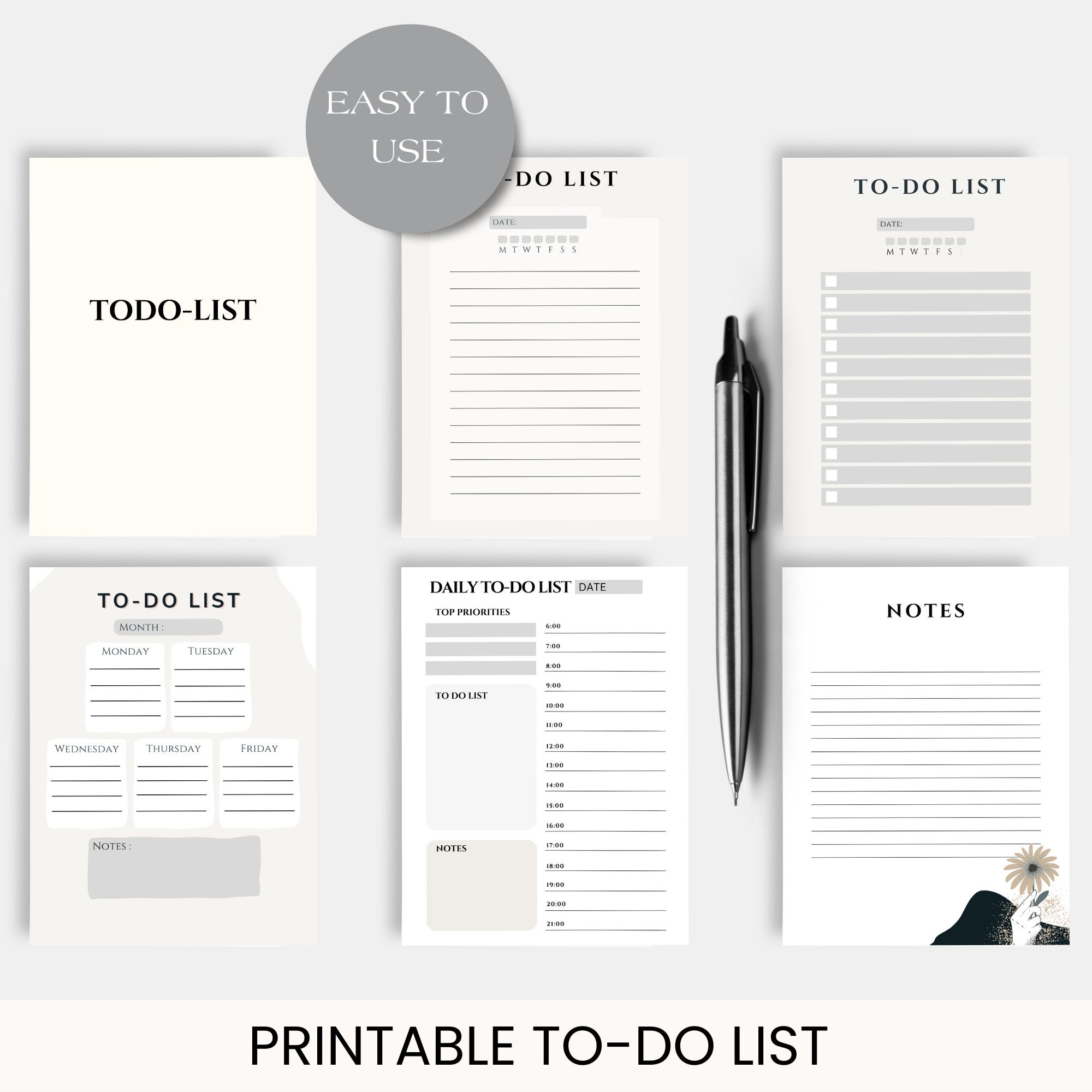 Neutral Minimalist to Do List, Printable Digital Download, US Letter ...