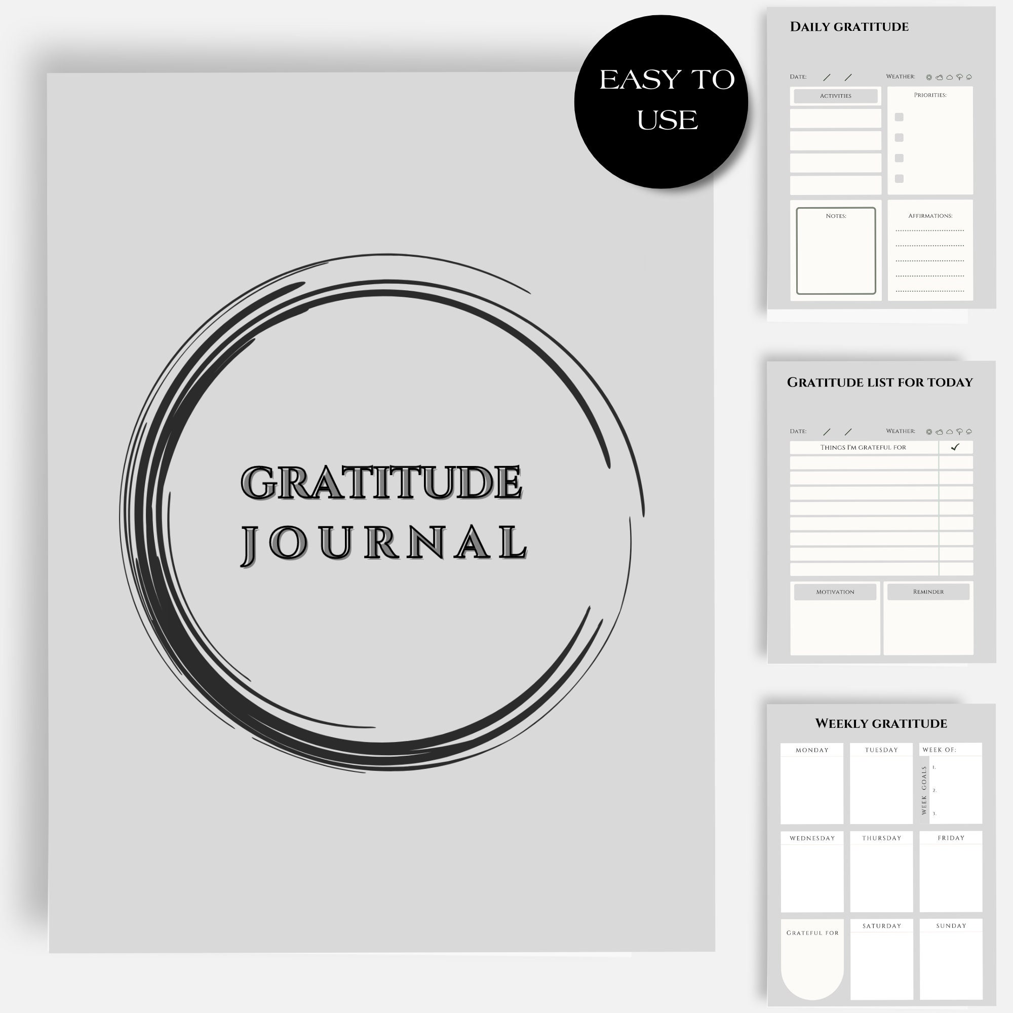 Printable Gratitude Journal BUNDLE! Mindfulness Log, Gratitude Template ...