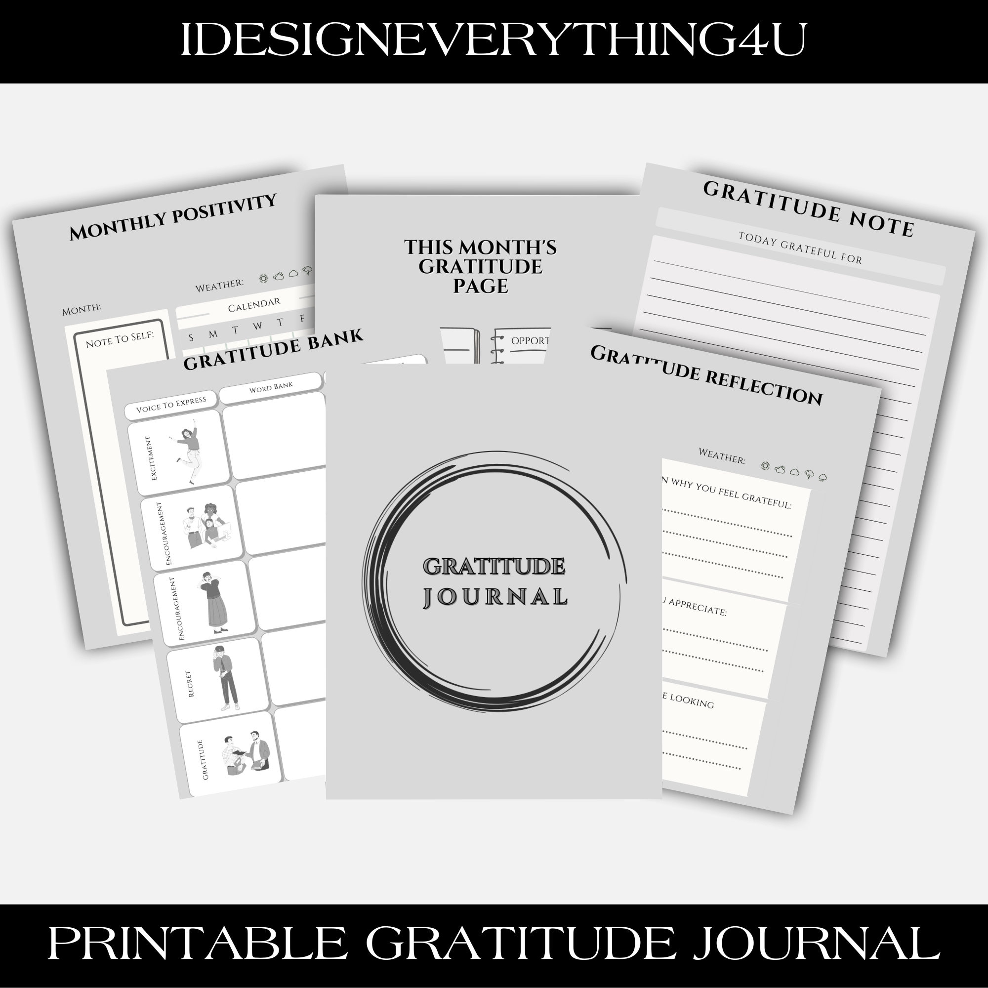 Printable Gratitude Journal BUNDLE! Mindfulness Log, Gratitude Template ...