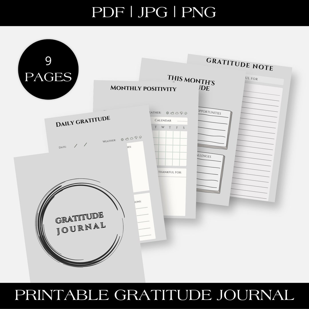 Printable Gratitude Journal BUNDLE! Mindfulness Log, Gratitude Template ...