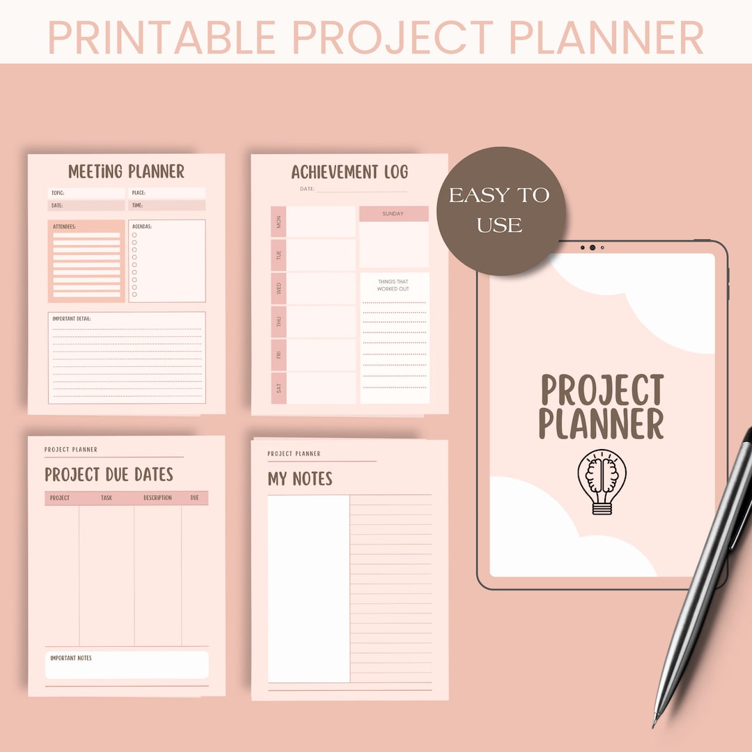 Project Planner Printable Productivity Planner Task Tracker Project ...