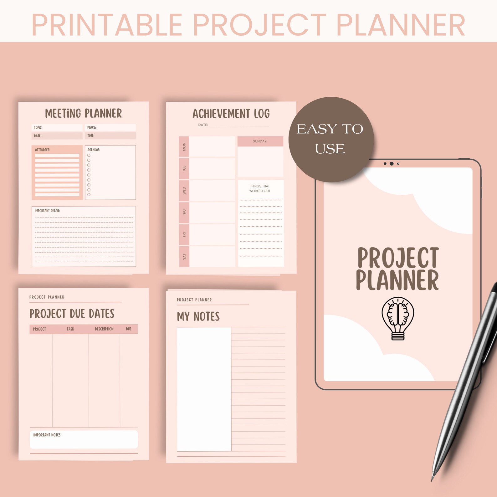 Project Planner Printable | Productivity Planner | Task Tracker ...