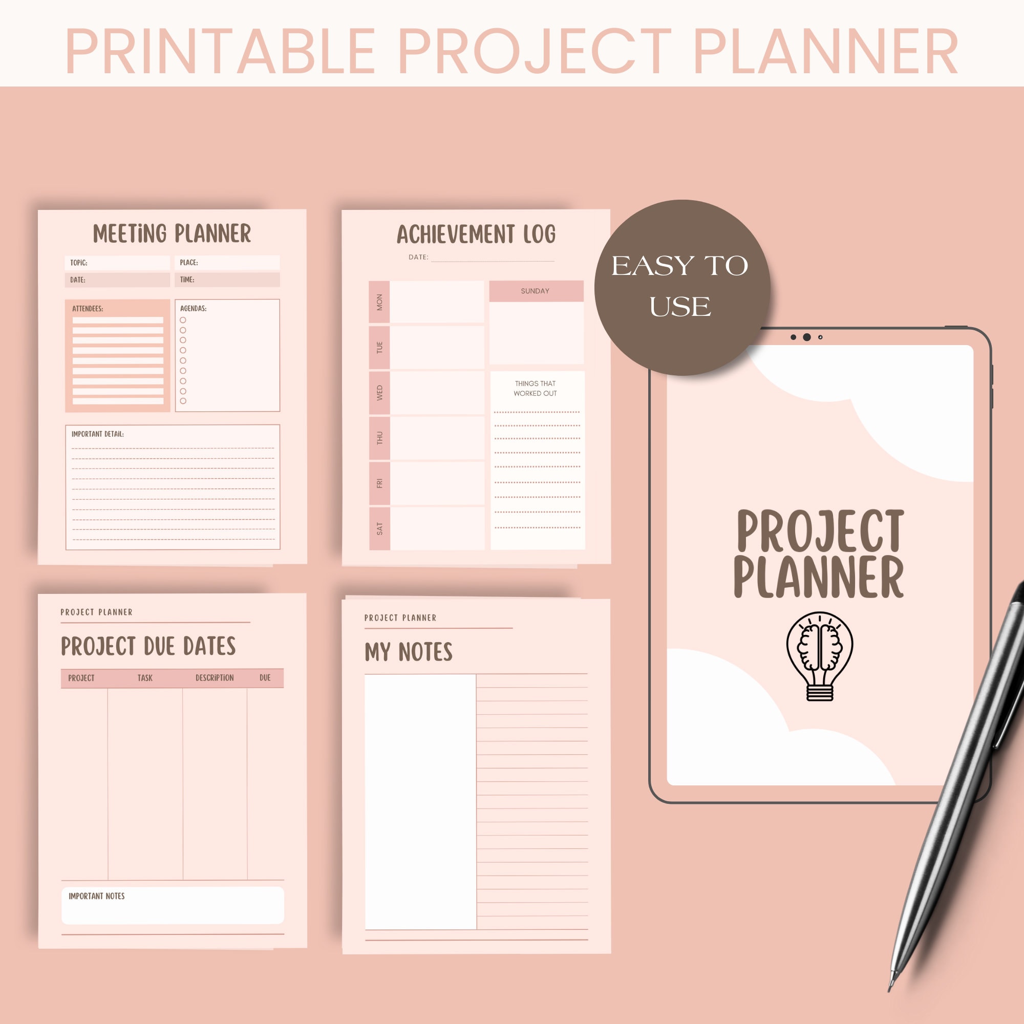 Project Planner Printable | Productivity Planner | Task Tracker ...