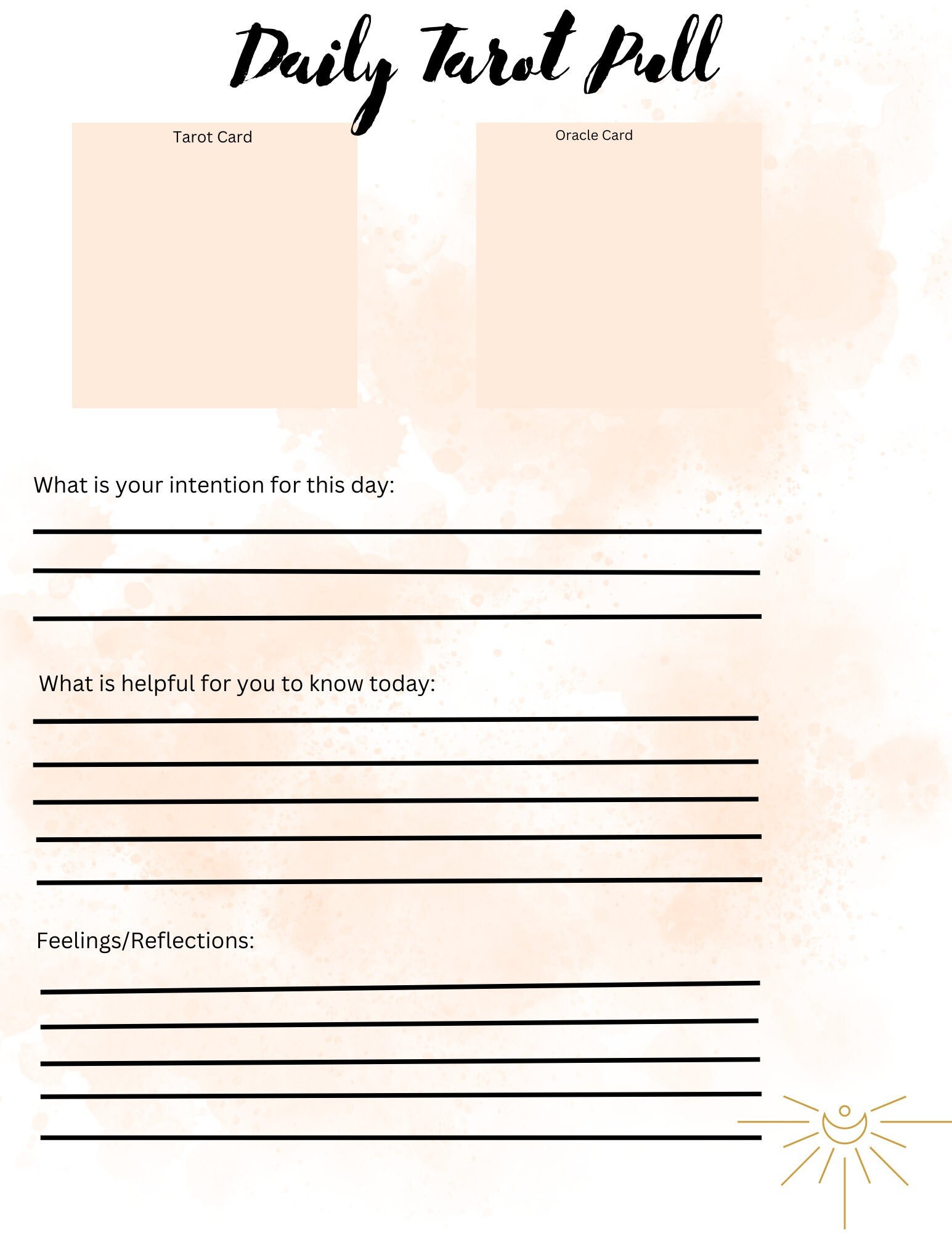 Daily Tarot Pull Worksheet - Etsy