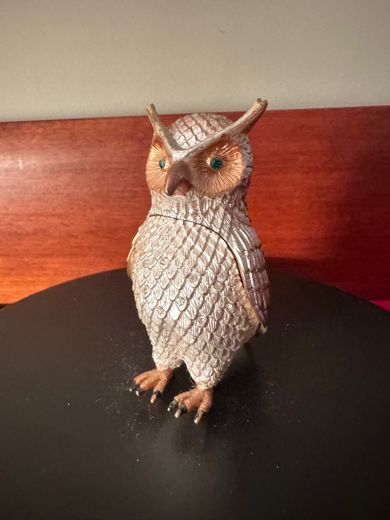 Vintage Silver Tone Metal Owl That Opens Up, Owl Trinket Box, Lover ...