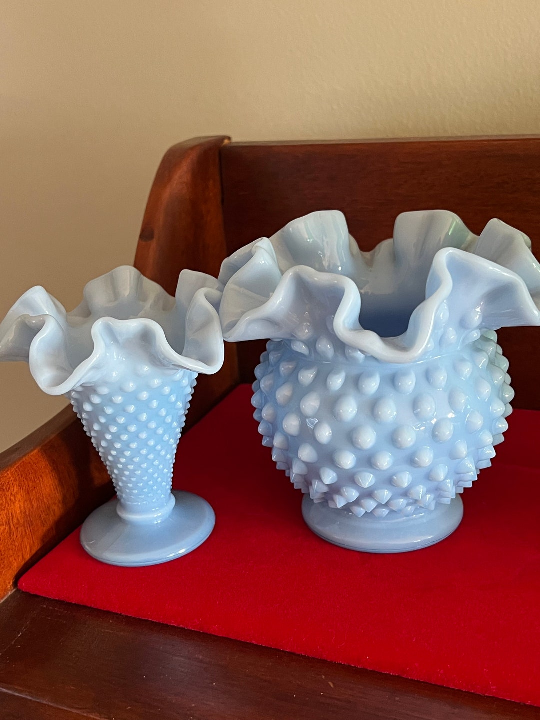 Vintage Light Blue Hobnail Vases, Set of 2 Light Blue Vases, Pair of ...