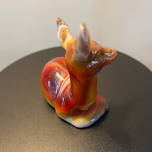 Vintage Fenton Fawn Deer Ruby Marble 1984 Special Order Satin Glass Art ...