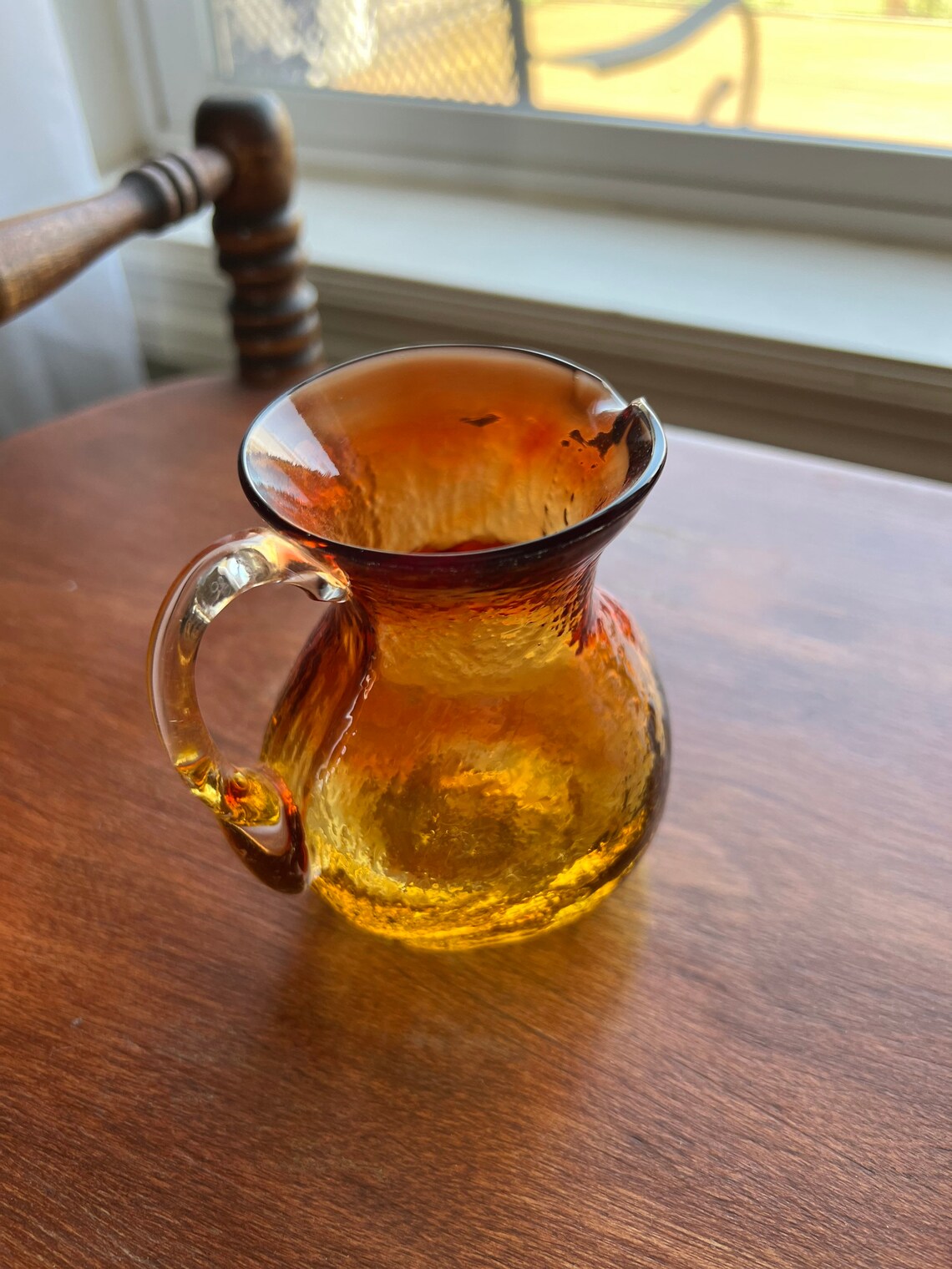 Vintage Amber Crackle Glass Mini Pitcher Art Amberina Creamer - Etsy