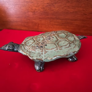 Vintage Green Turtle Pottery Art, Turtle Pottery Piece, Lover Antiques ...