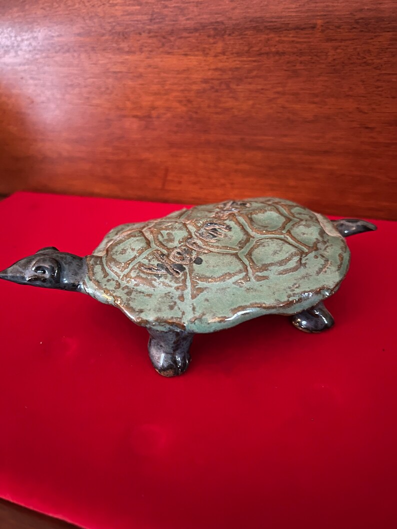 Vintage Green Turtle Pottery Art, Turtle Pottery Piece, Lover Antiques ...