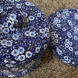 Burleigh Ware Large CALICO Blue Cheese Dome or Cake Plate With Cover ...
