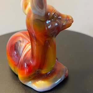 Fenton Fawn Figurine, Deer Statue, Ruby Marble 1984 Special Order Satin ...
