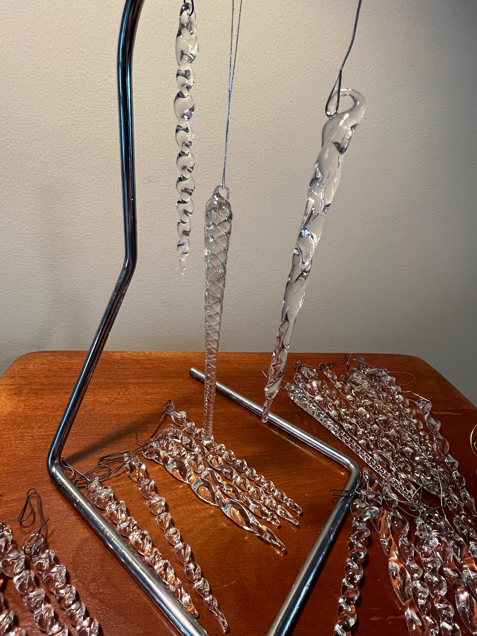 Vintage Crystal Glass Art Icicles Set of 5 Icicle Christmas Ornament ...