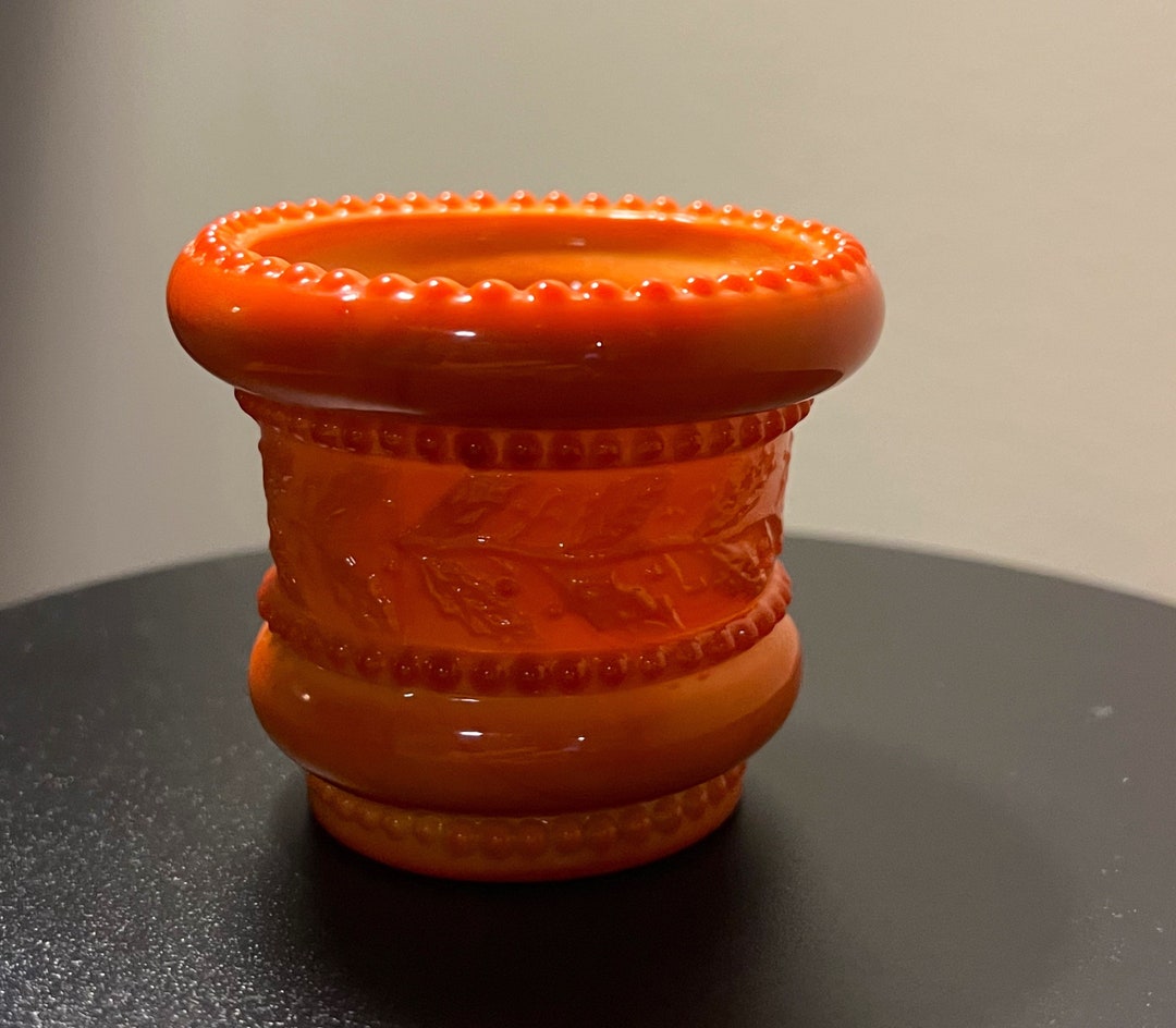 Vintage Red Orange Slag Glass Summit Art Glass Vase Glows Red Orange ...