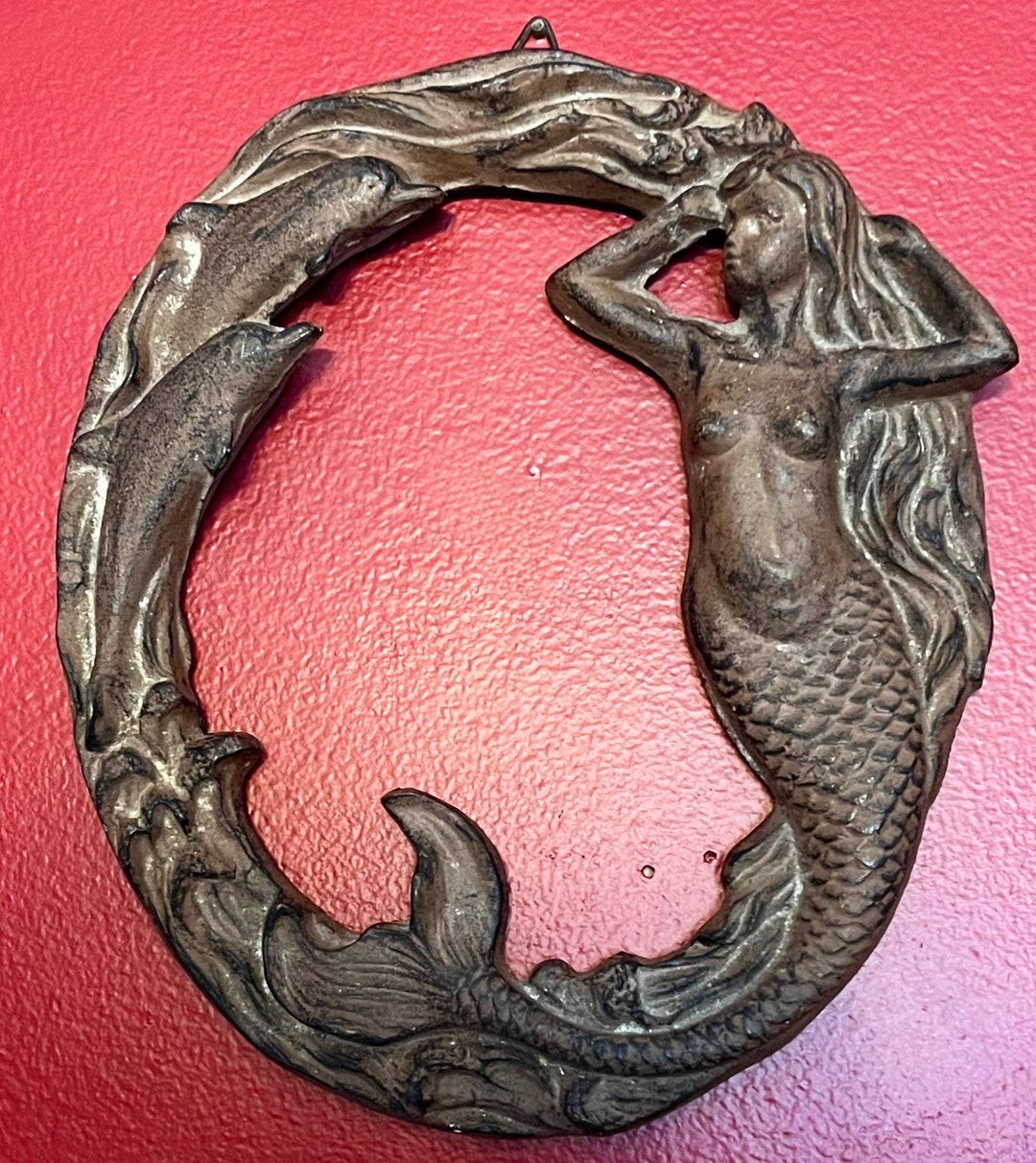 Vintage Cast Iron Mermaid & Dolphins Frame Home Decor Picture Frame ...