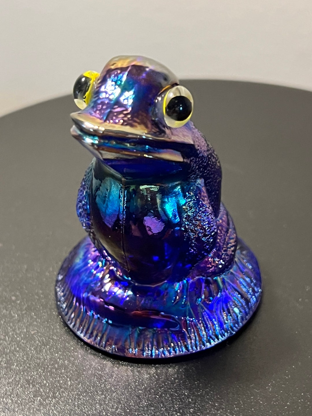 Vintage Frog by Summit Art Glass Carnival Blue Cobalt Art - Etsy