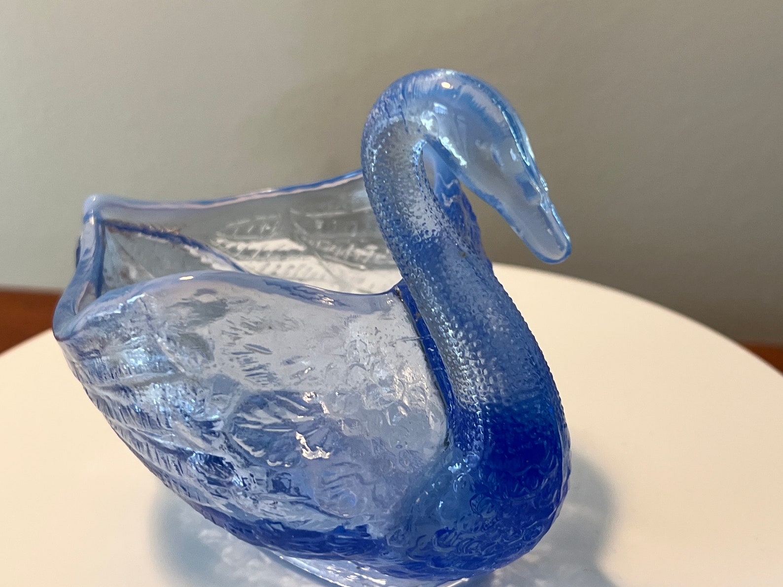 Vintage Fenton Blue Glass Swan Candy Dish Holder Purple Art Glass Home ...