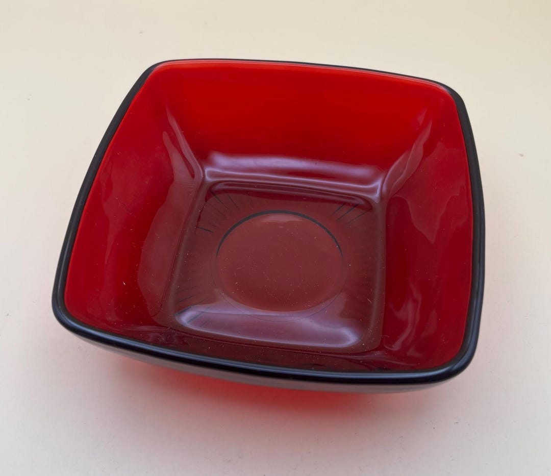 Vintage Ruby Red Square Bowl Anchor Hocking Gorgeous Red Bowl Lover ...