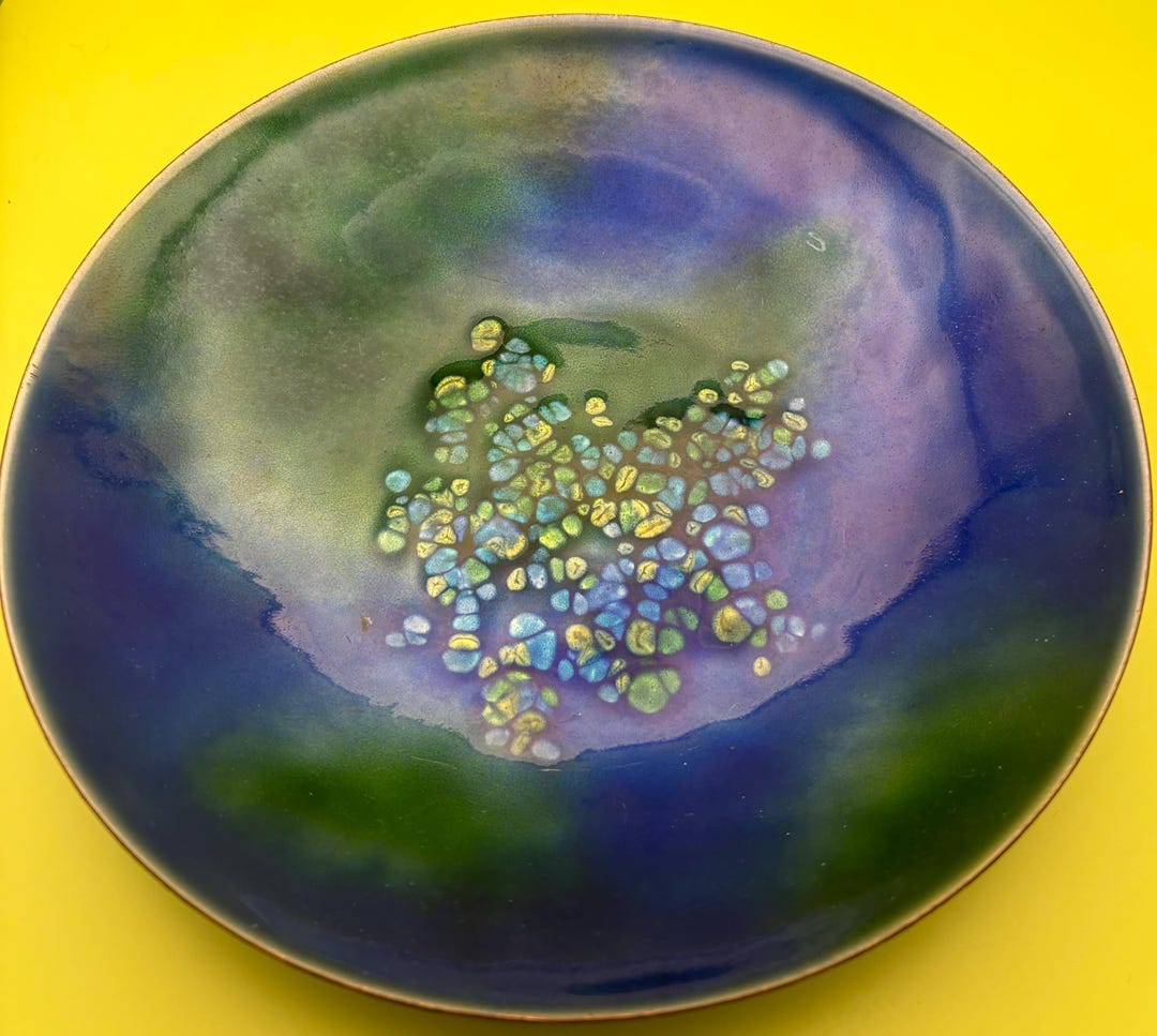 Vintage Bovano Enamel on Copper Wall Art Plate Butterfly Decorative ...