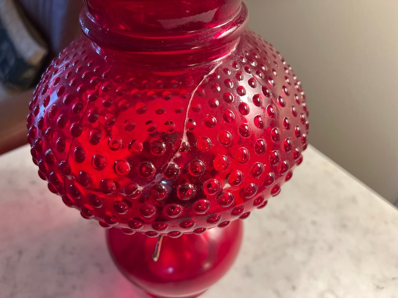 Vintage Fenton Ruby Red Hobnail Glass Lamp Lover Antiques and - Etsy