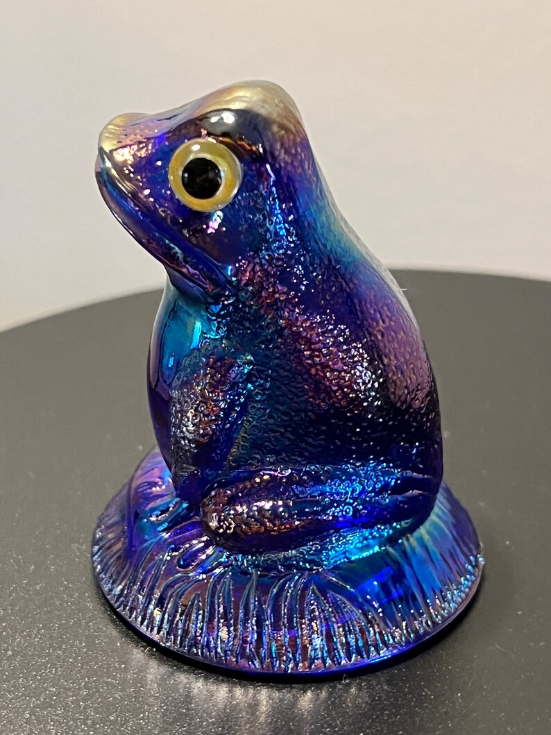 Vintage Frog by Summit Art Glass Carnival Blue Cobalt Art - Etsy