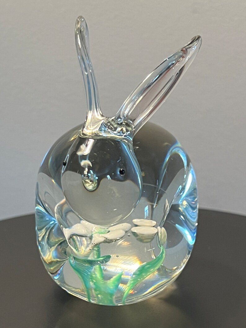 Vintage Glass Rabbit Paperweight: Floral Art Glass - Etsy