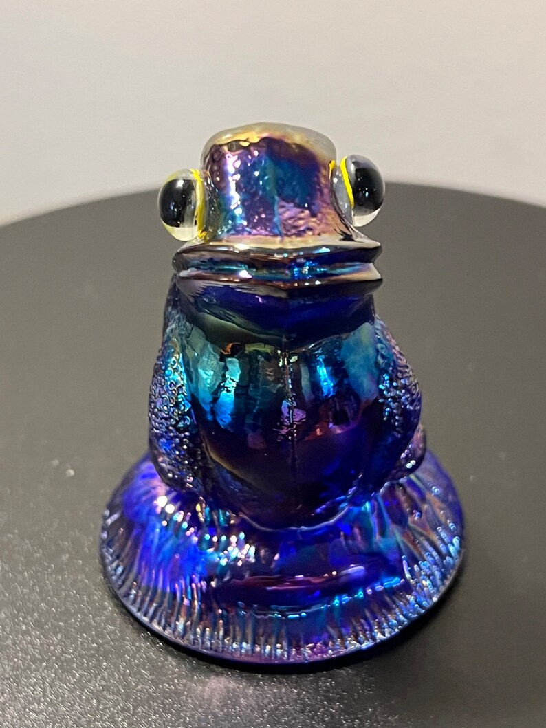 Vintage Frog by Summit Art Glass Carnival Blue Cobalt Art - Etsy
