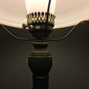 Vintage Green Library Lamp With Hurricane Globe, Antique Desk Light - Etsy