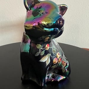 Vintage Fenton Carnival Glass Pig Hand Painted by J. Powell Hard to ...