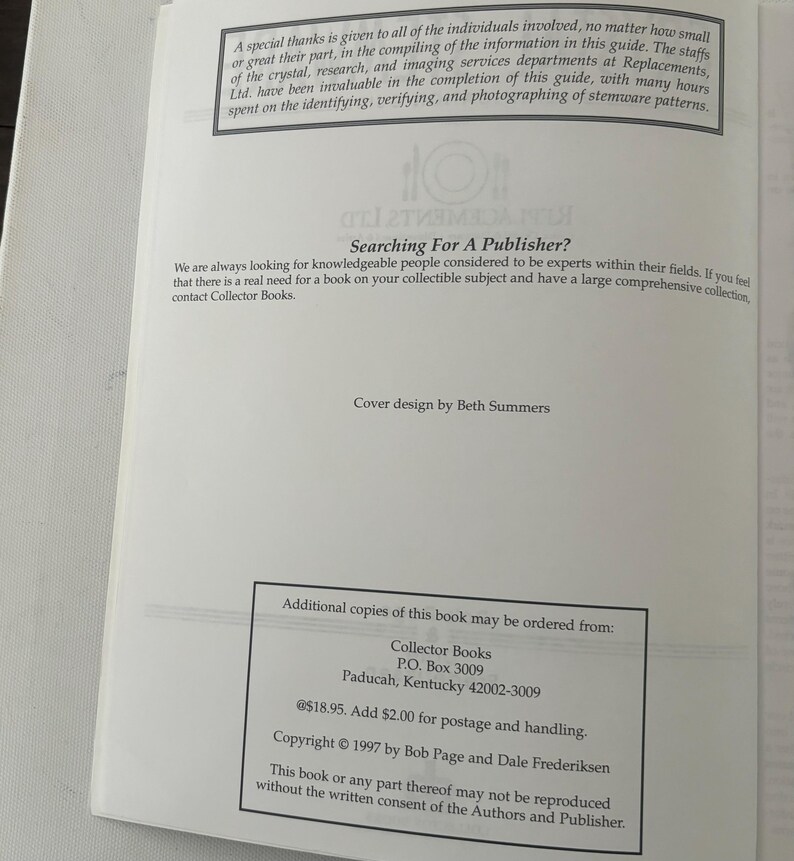 Crystal Stemware Identification Guide Book by Bob Page and Dale ...