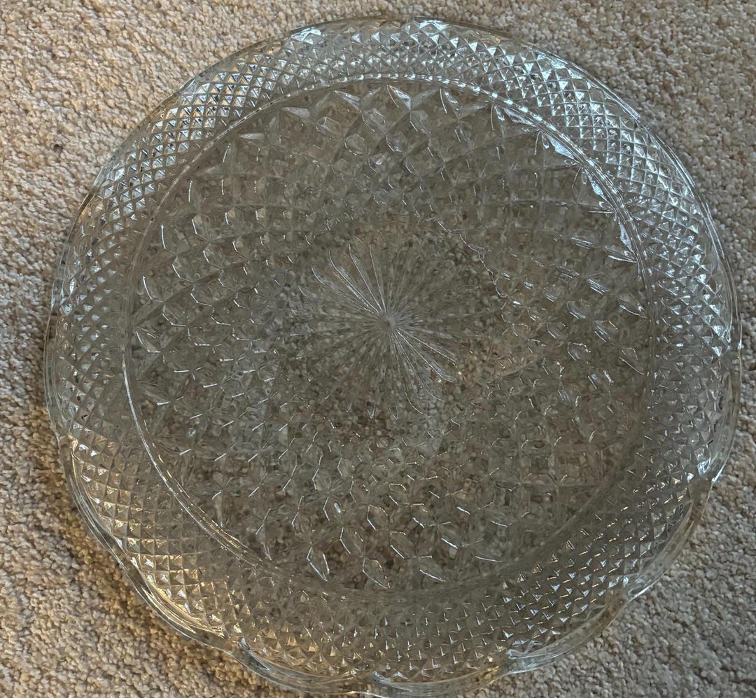Vintage Large Crystal Serving Platter Glass Serving Trays Wexford ...