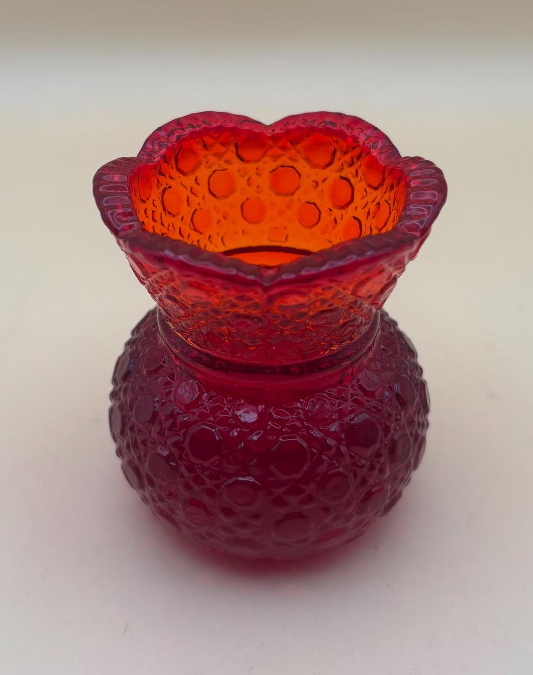 Vintage Red Amberina Mini Vase Small Glass Art Vase Lover Antiques and ...