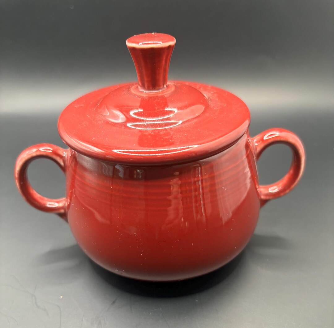 Vintage Fiesta Ware Scarlet Red Sugar Bowl Homer Laughlin Fiestaware ...