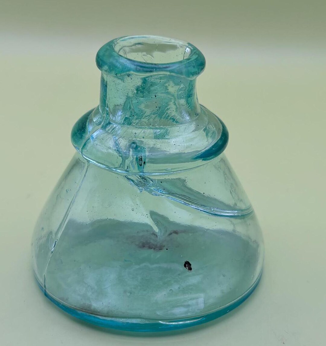 Antique Glass Ink Well Inkwell Glass Art Vanity Jar Dish Container ...