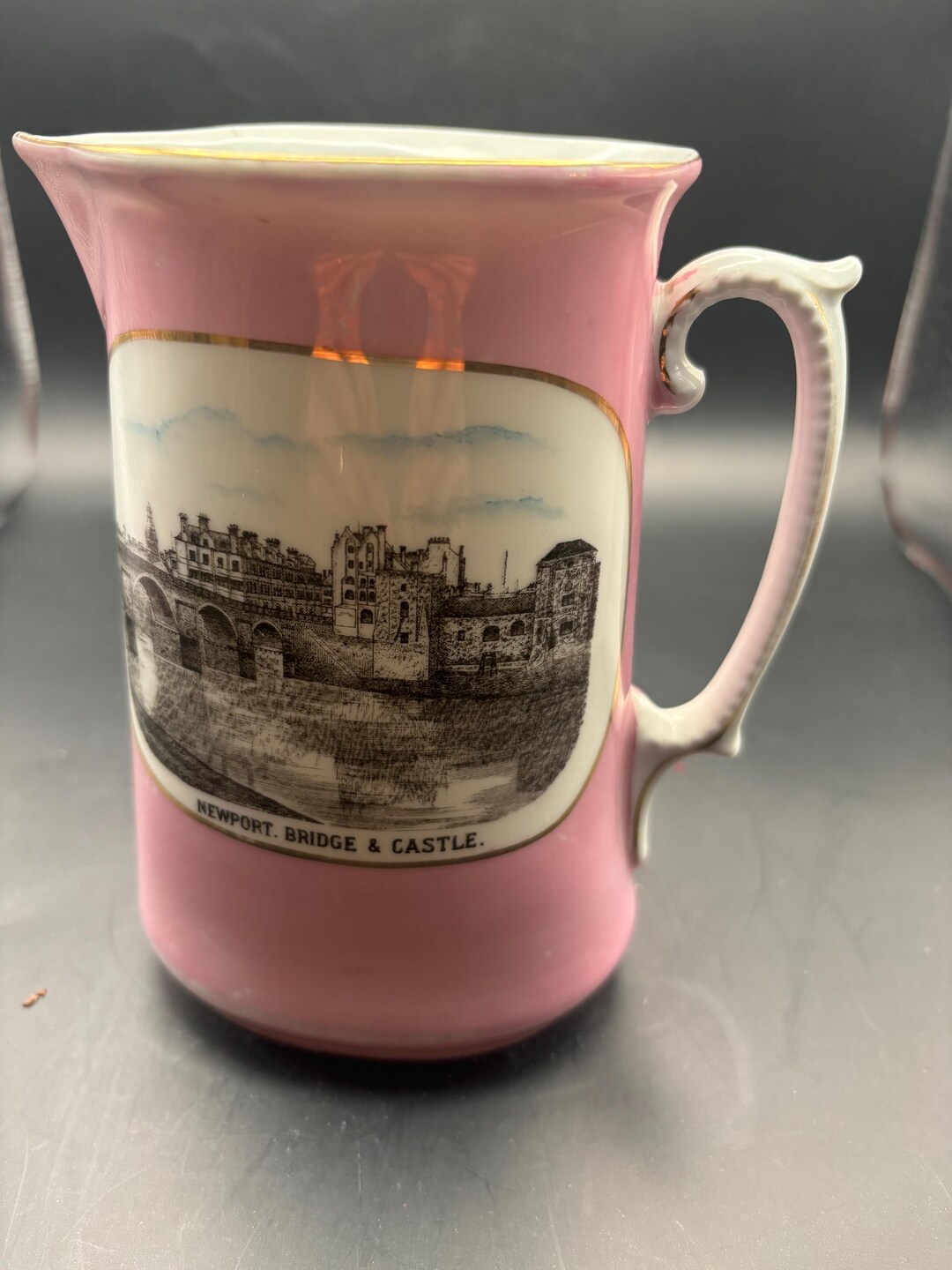 Vintage Pink Lustre Ware Newport Bridge & Castle Pitcher or Creamer ...